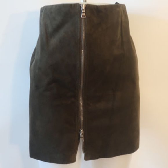 Jenne Maag | Skirts | Womens Jenne Maag Olive Green Sued Front Zipper ...